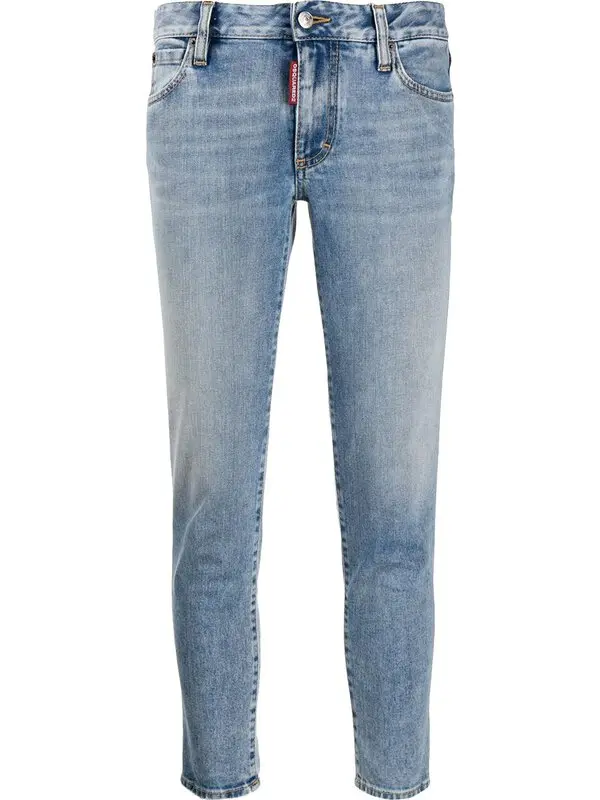 Dsquared2 Cropped Jeans With Logo Patch - Blue