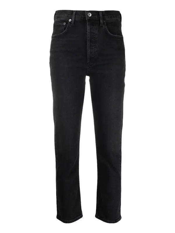 AGOLDE High-waisted Straight-leg Jeans - Black