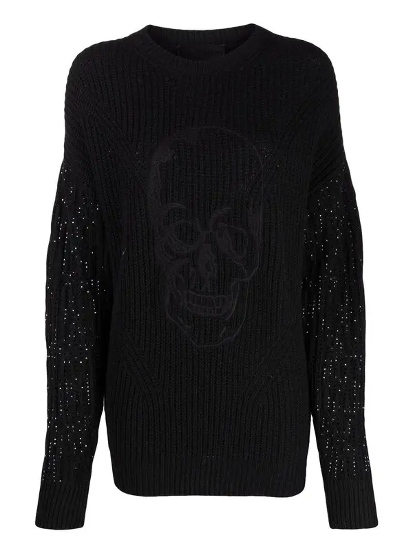 Philipp Plein Crystal-embellished Knitted Jumper - Black