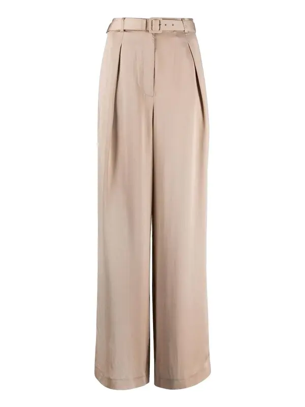 SELF-PORTRAIT Belted Wide-leg Trousers - Neutrals