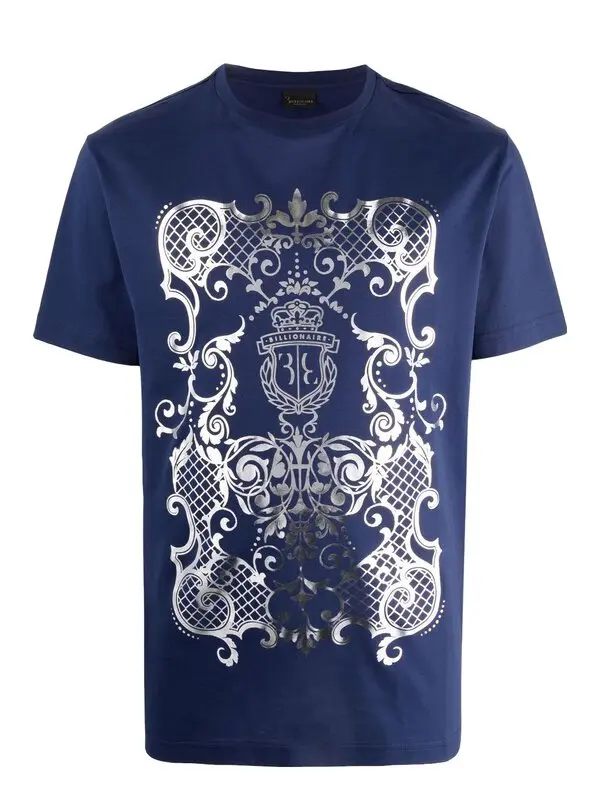BILLIONAIRE Baroque-print T-shirt - Blue