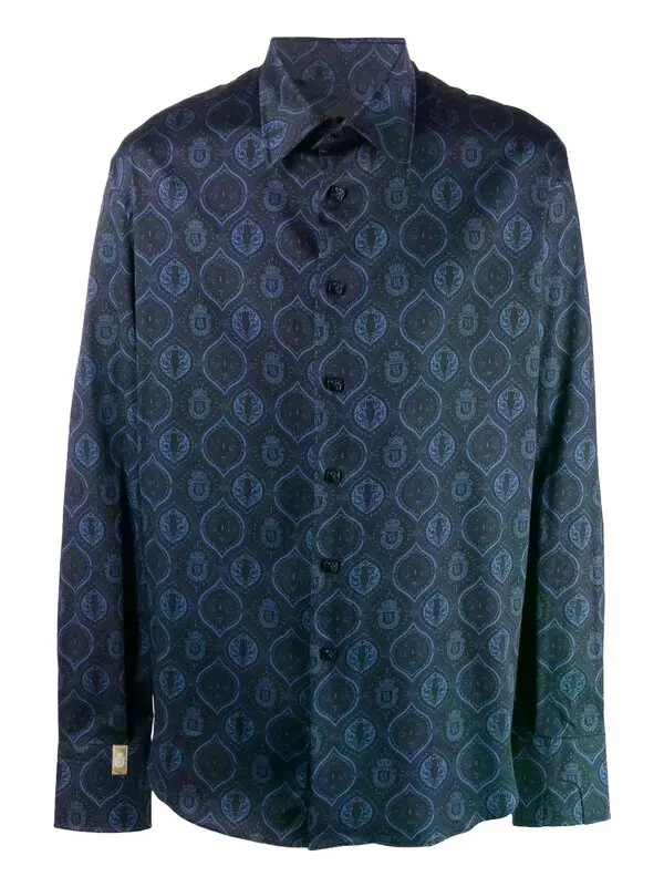 BILLIONAIRE Flavio Baroque-print Shirt - Blue