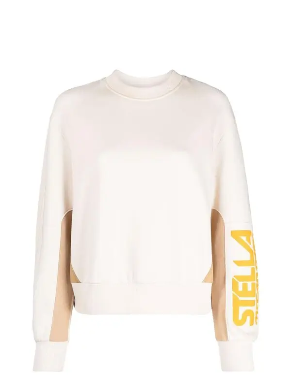 Stella McCartney Logo-print Colour-block Sweatshirt - Neutrals