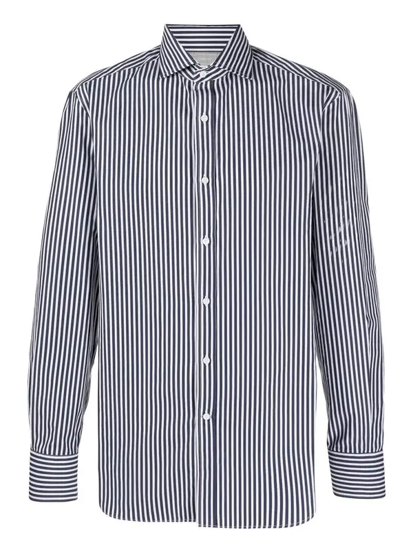Brunello Cucinelli Striped Cotton Shirt - Blue