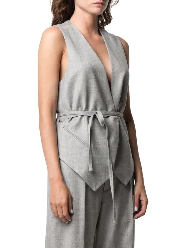 Brunello Cucinelli Sleeveless Belted Waistcoat - Grey