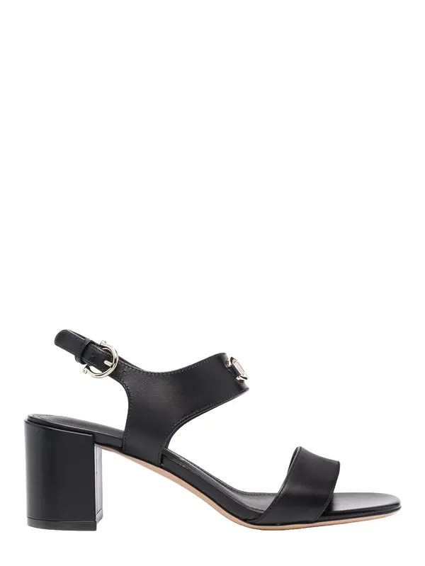 FERRAGAMO Gancini Leather Sandals - Black