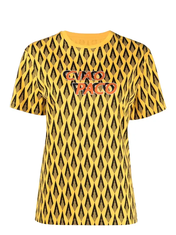 Rabanne Ciao Paco Print T-shirt - Yellow