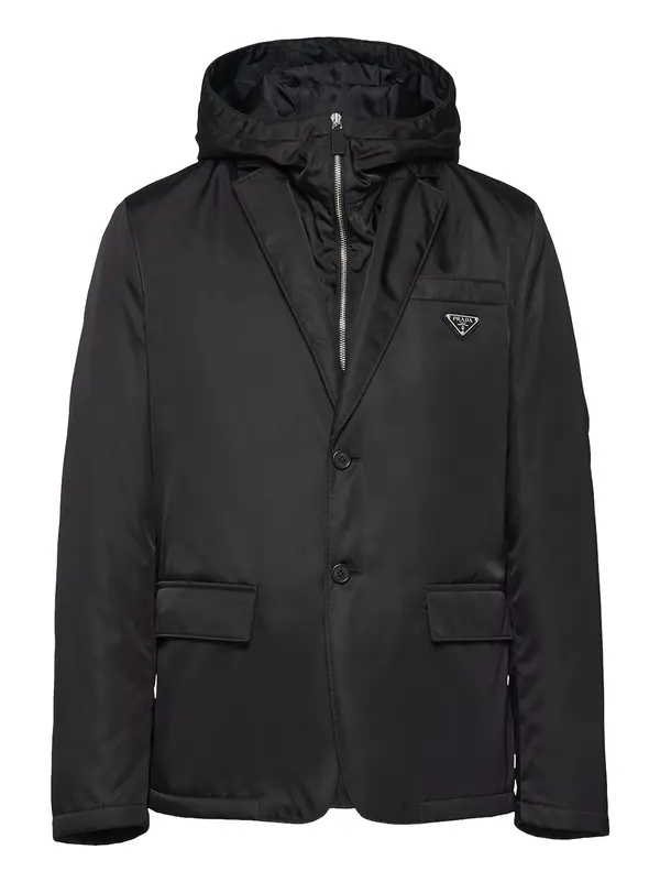 Prada Logo-plaque Hooded Jacket - Black
