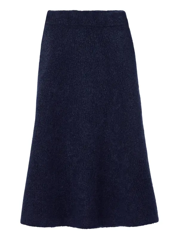 Gabriela Hearst Pablo Cashmere And Silk-blend Bouclé Midi Skirt - Blue