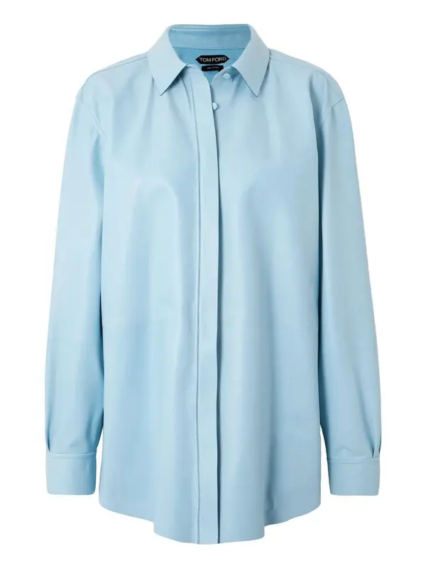 TOM FORD Leather Shirt - Blue