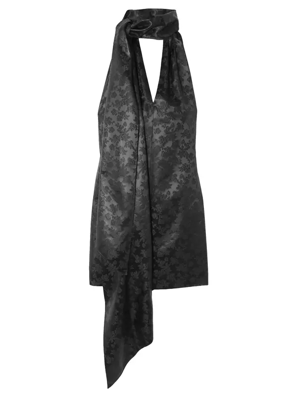 Givenchy Satin-jacquard Halterneck Mini Dress - Black