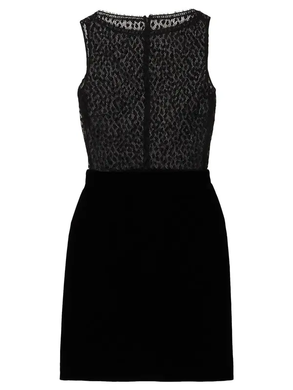 Givenchy Cotton-blend Lace And Velvet Mini Dress - Black
