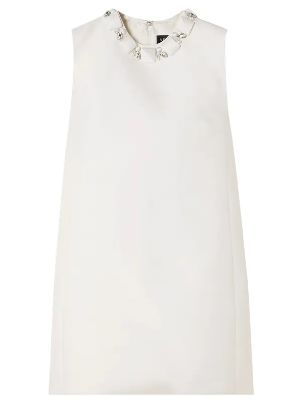 Versace Embellished Satin Mini Dress - White