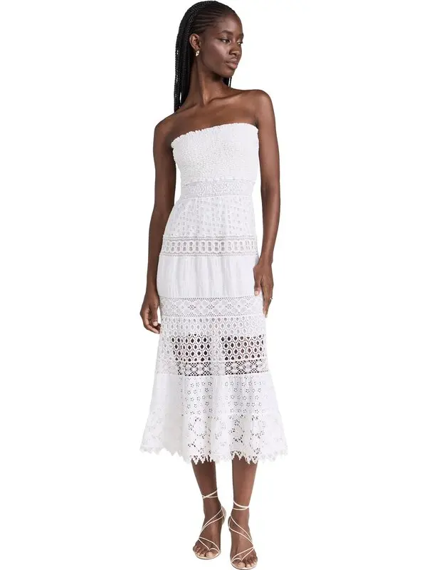 Temptation Positano Ungheria Strapless Broderie Anglaise Dress - Panna