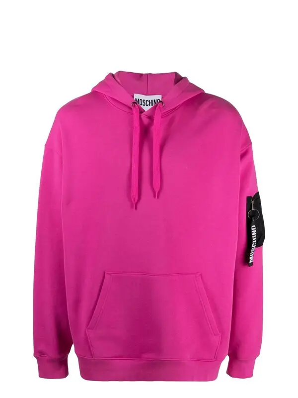Moschino Cotton Hoodie With Zip Pocket - Pink