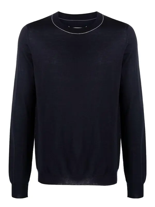 MAISON MARGIELA Stripe-trim Jumper - Blue
