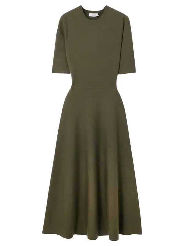 Gabriela Hearst Seymore Wool, Cashmere And Silk-blend Midi Dress - Green