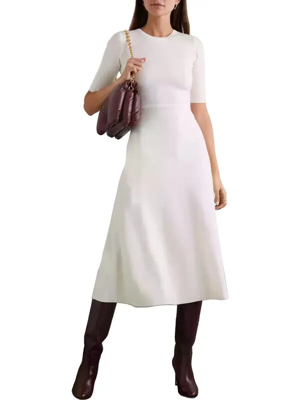 Gabriela Hearst Seymore Wool, Cashmere And Silk-blend Midi Dress - White