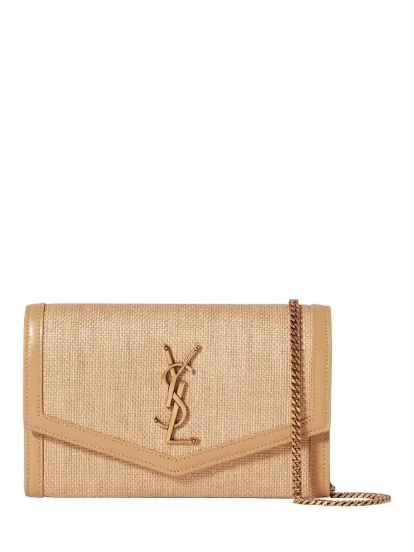 Saint Laurent Uptown Micro Raffia Shoulder Bag - Neutrals