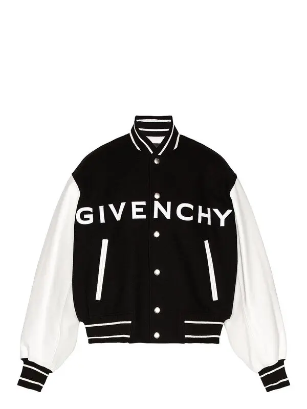 Givenchy Wool And Leather Varsity Jacket - Black