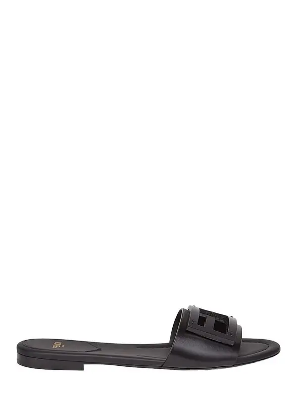 Fendi Baguette Ff Tube Medallion Flat Sandals - Nero