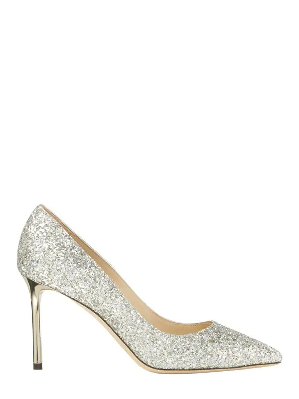 JIMMY CHOO Romy 85 Glitter Fabric Pumps - Silver