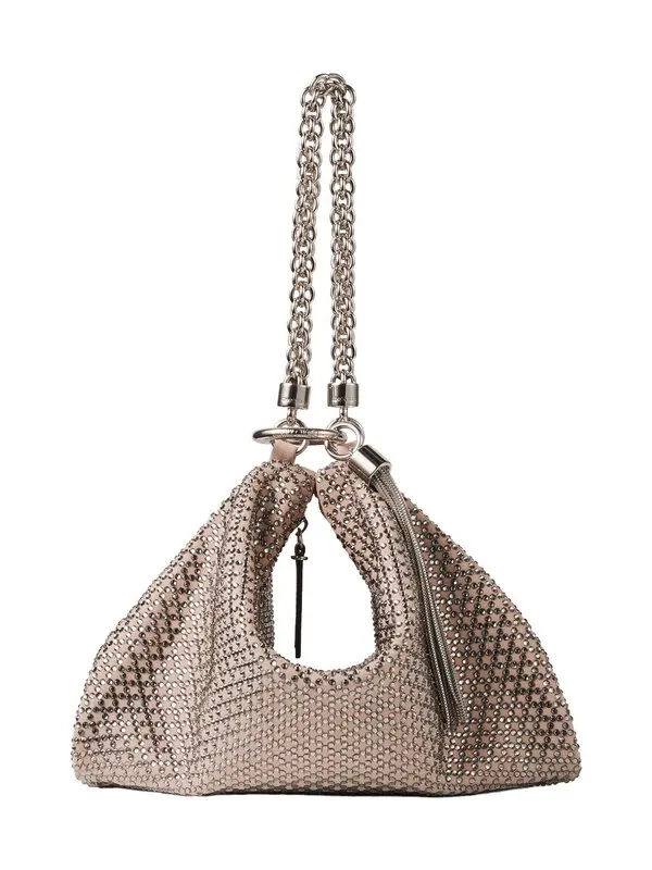 JIMMY CHOO Callie Suede Shoulder Bag With Diamond Motif And Crystal - Ballet Pink
