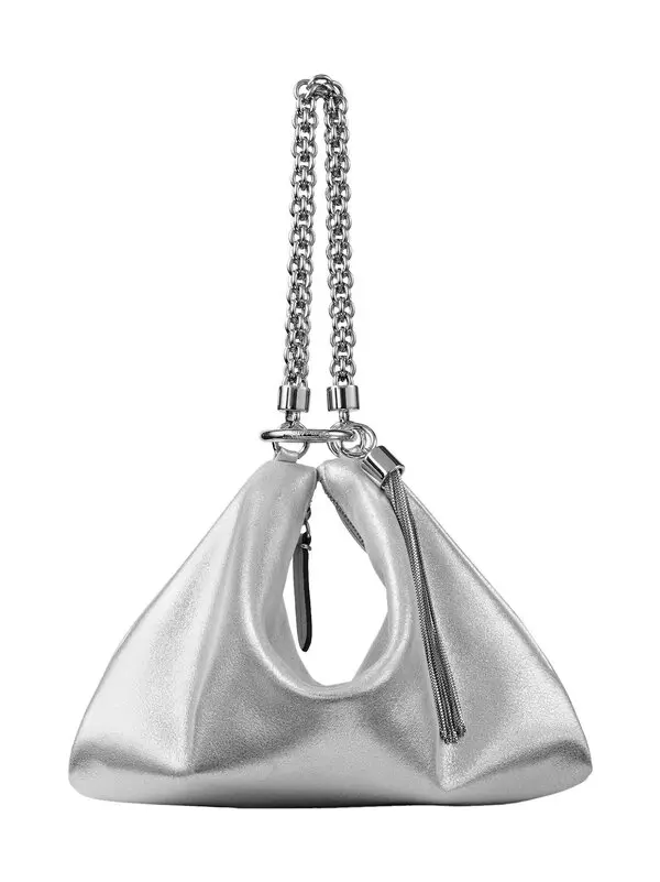 JIMMY CHOO Callie Metallic Leather Shoulder Bag - Silver