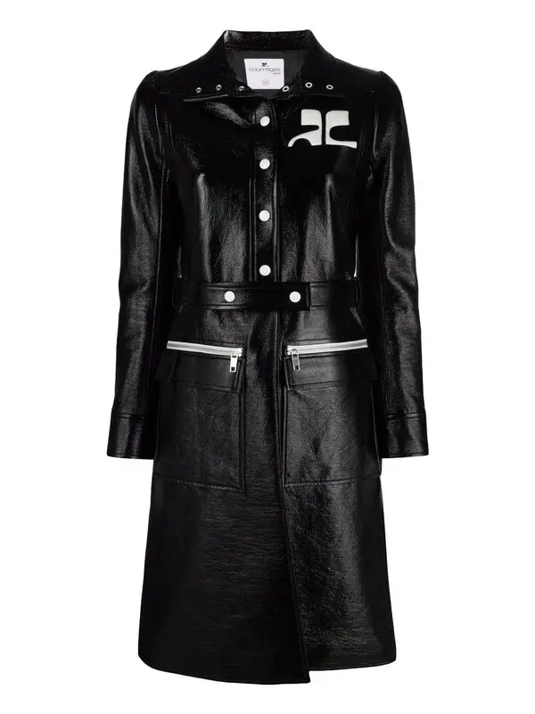 COURREGES Vinyl Trench Coat - Black