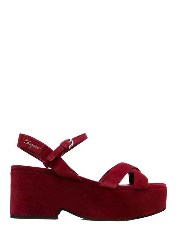 FERRAGAMO Strappy Platform Block-heel Sandals - Red