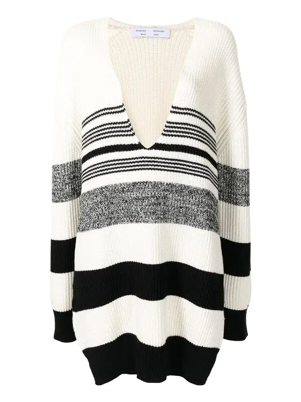 Proenza Schouler White Label Horizontal-stripe V-neck Jumper - White