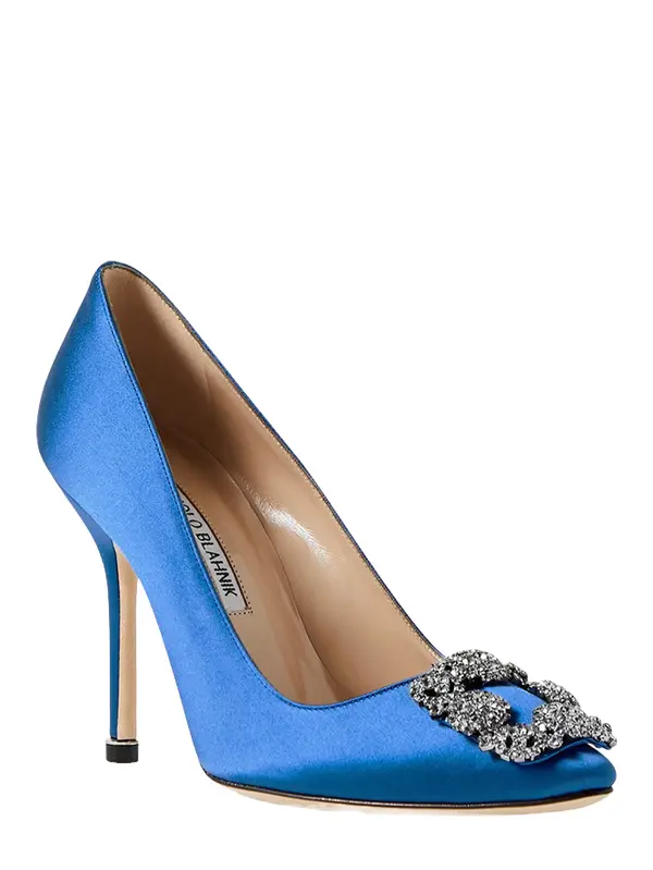 Manolo Blahnik Hangisi 105 Satin Pumps - Blue