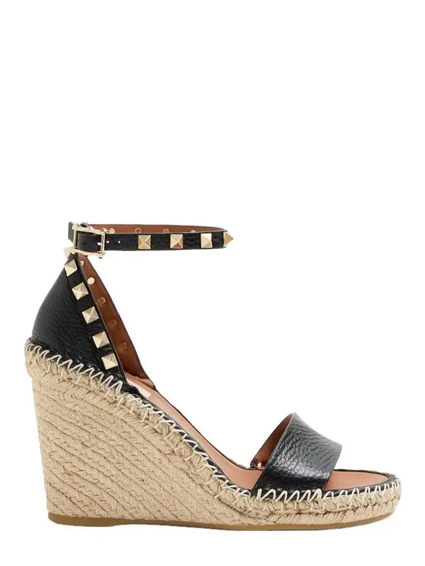 Valentino Garavani Double Rockstud Wedge Sandals - Black