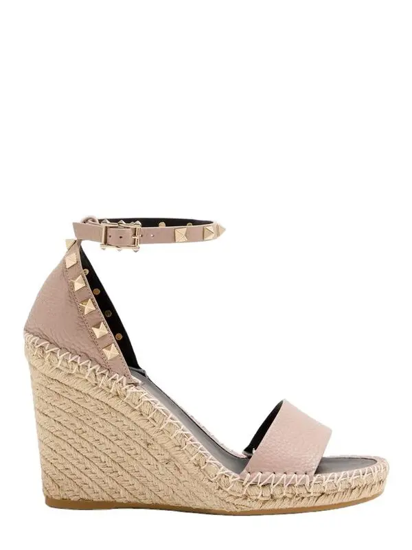Valentino Garavani Double Rockstud Wedge Sandals - Poudre