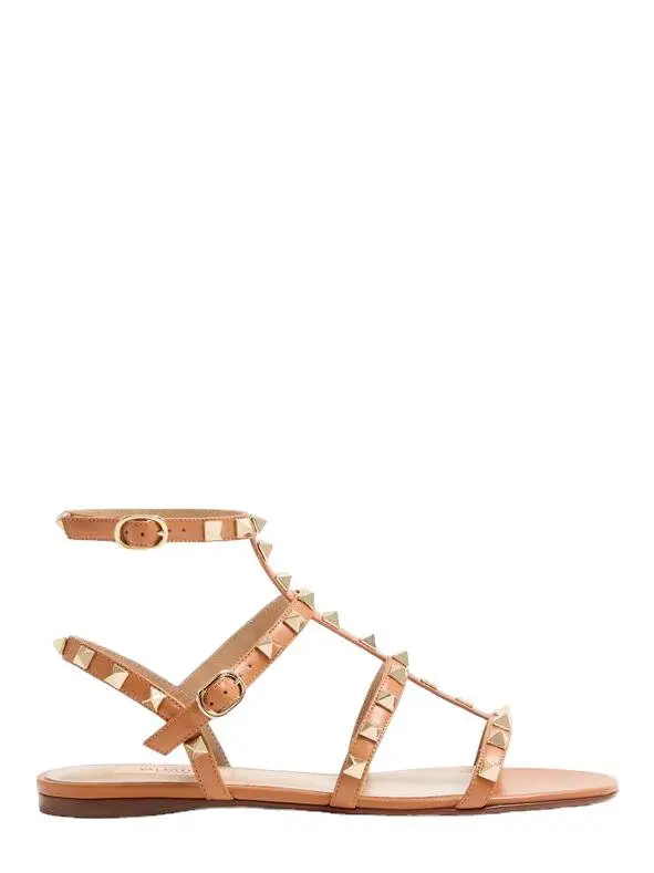 Valentino Garavani Rockstud Flat Sandal - Almond
