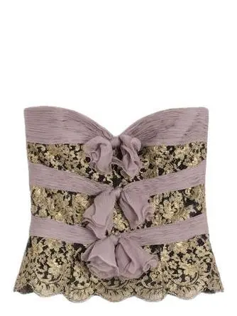 Valentino Garavani Chiffon Top - Grey/mauve/gold