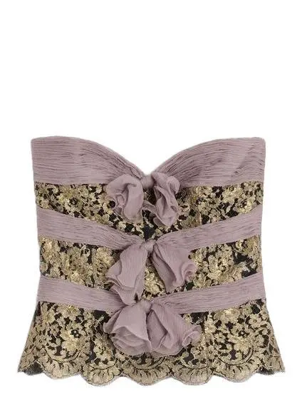 Valentino Garavani Chiffon Top - Grey/mauve/gold