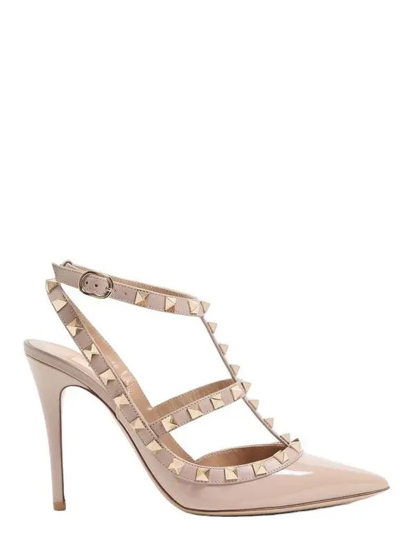 Valentino Garavani Rockstud Patent Leather Caged Pump - Poudre