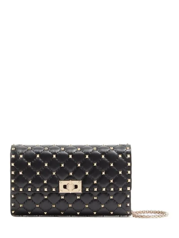 Valentino Garavani Rockstud Spike Nappa Leather Crossbody Clutch Bag - Black
