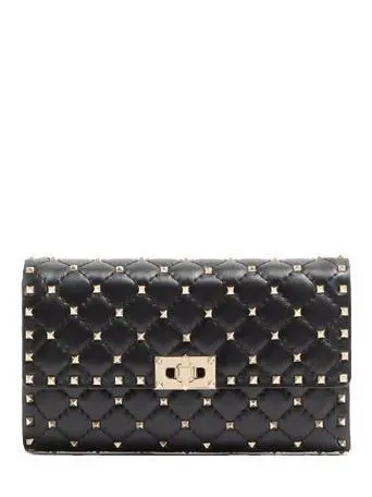 Valentino Garavani Rockstud Spike Nappa Leather Crossbody Clutch Bag - Black