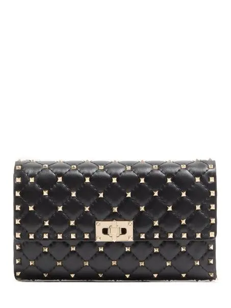 Valentino Garavani Rockstud Spike Nappa Leather Crossbody Clutch Bag - Black