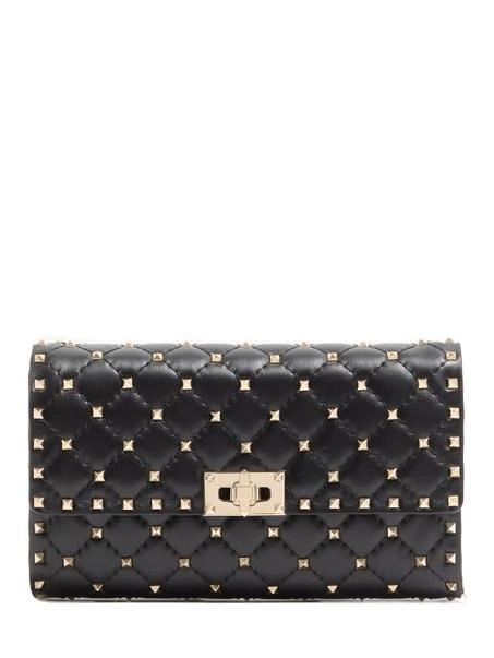 Valentino Garavani Rockstud Spike Nappa Leather Crossbody Clutch Bag - Black