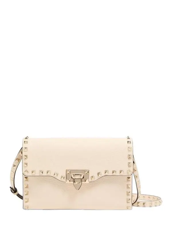 Valentino Garavani Rockstud Grainy Calfskin Crossbody Bag - Light Ivory