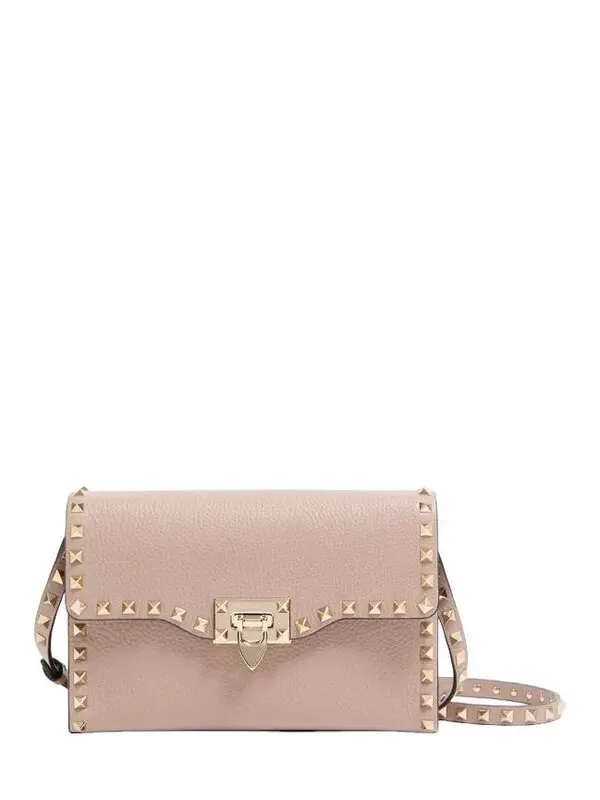 Valentino Garavani Rockstud Grainy Calfskin Crossbody Bag - Poudre