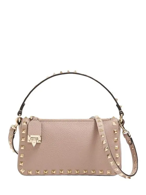 Valentino Garavani Rockstud Grainy Calfskin Crossbody Bag - Poudre
