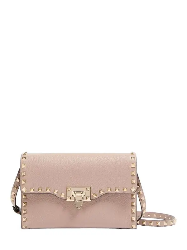 Valentino Garavani Rockstud Grainy Calfskin Crossbody Bag - Poudre