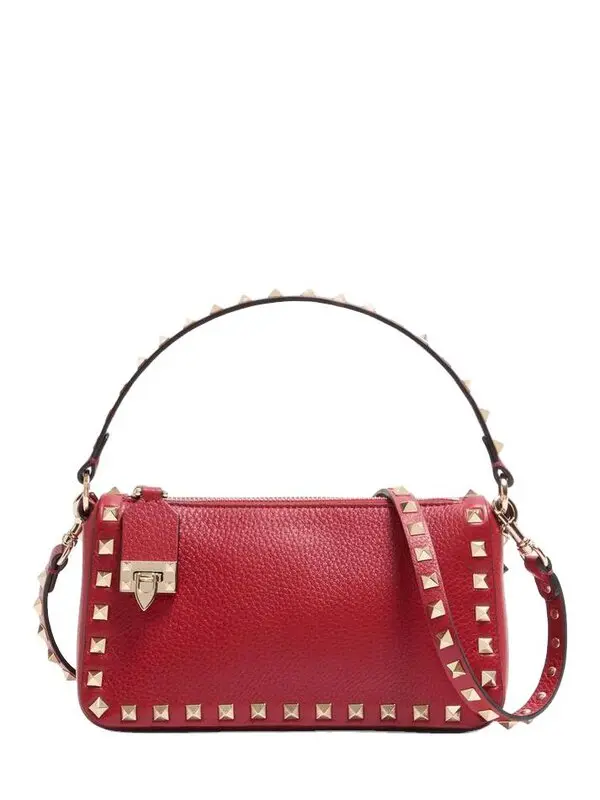 Valentino Garavani Rockstud Grainy Calfskin Crossbody Bag - Rosso Valentino