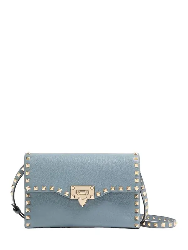 Valentino Garavani Rockstud Grainy Calfskin Crossbody Bag - Stone