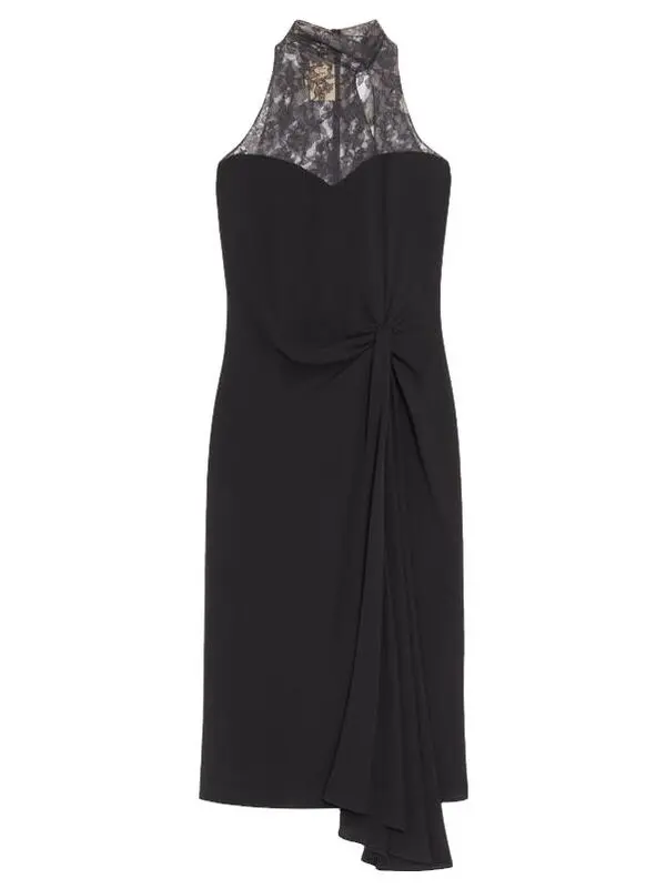 Valentino Garavani Georgette Dress With Lace - Black