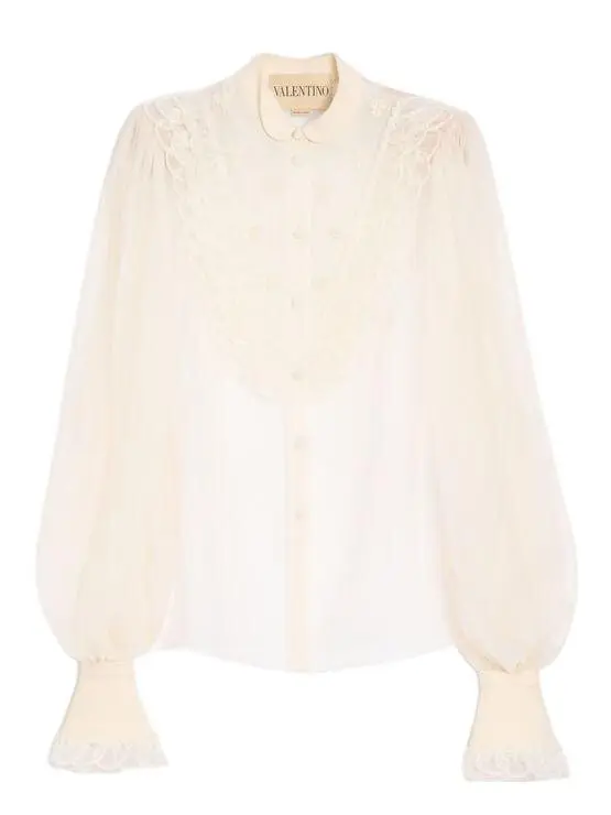 Valentino Garavani Embroidered Organza Shirt - Vanilla